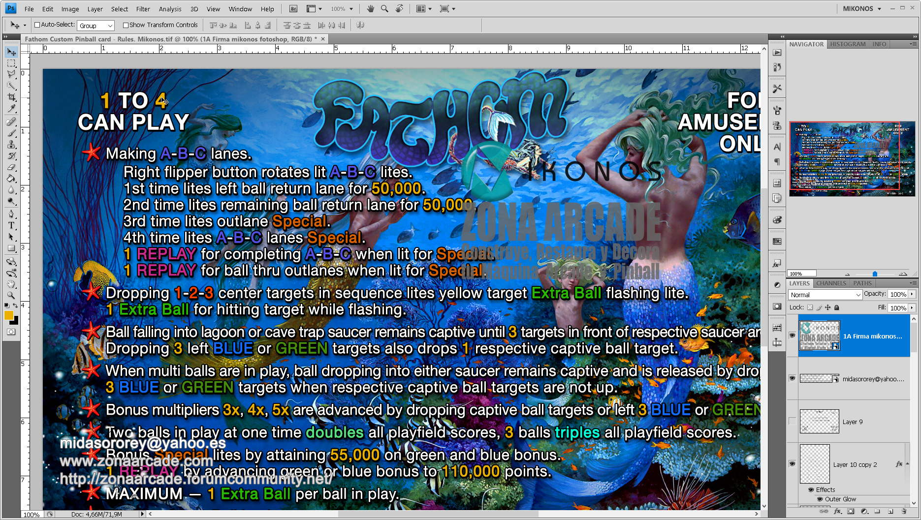 "Fathom Custom Pinball Cards" (BALLY). Designed by Zona Arcade and Mikonos