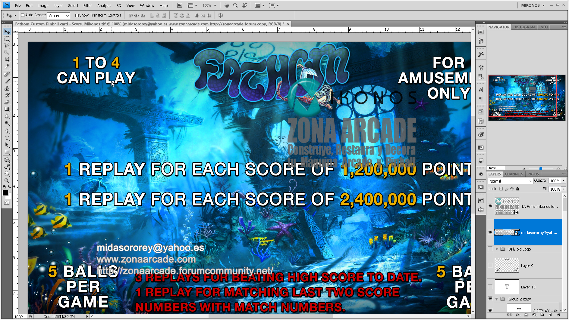 "Fathom Custom Pinball Cards" (BALLY). Designed by Zona Arcade and Mikonos