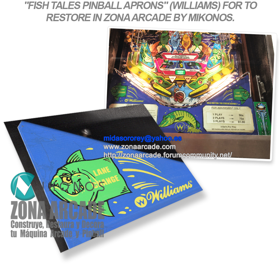 "FISH TALES Pinball Aprons" (WILLIAMS) scanned artwork files restored ...