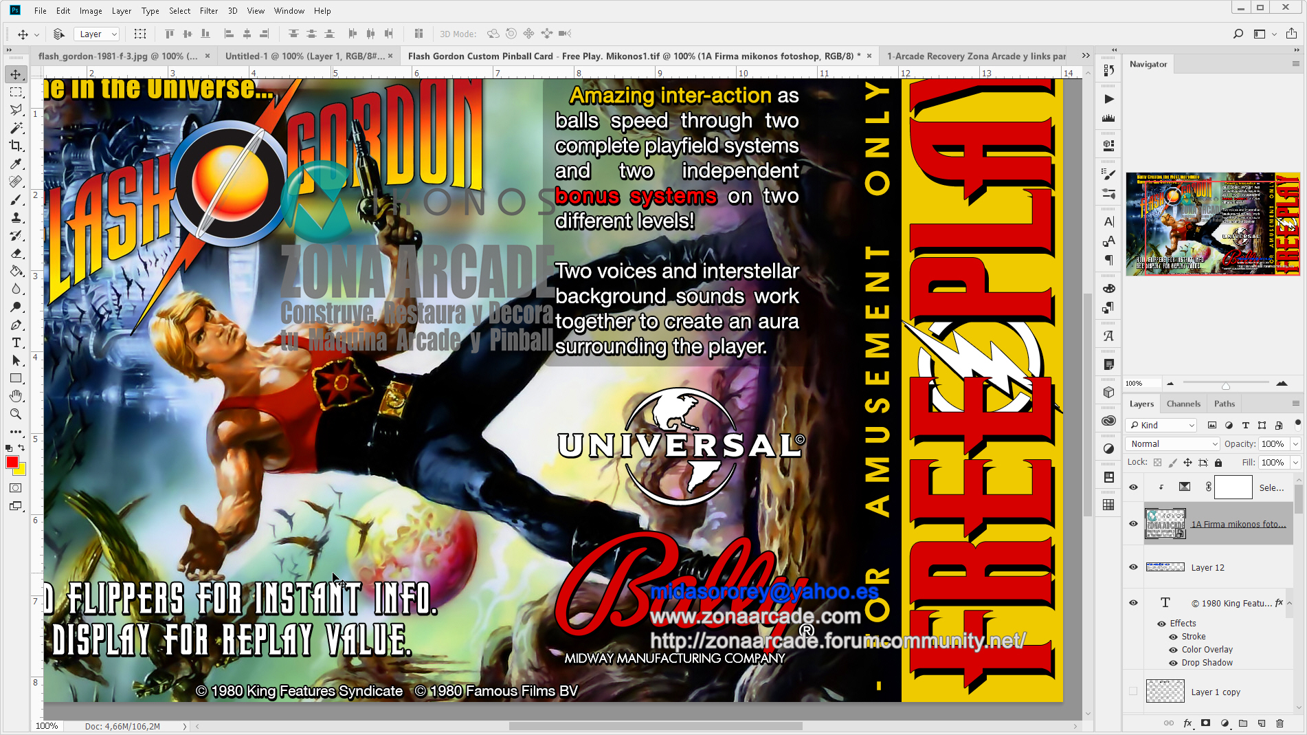 "Flash Gordon Custom Pinball Cards" (BALLY). Designed by Mikonos & Zona ...