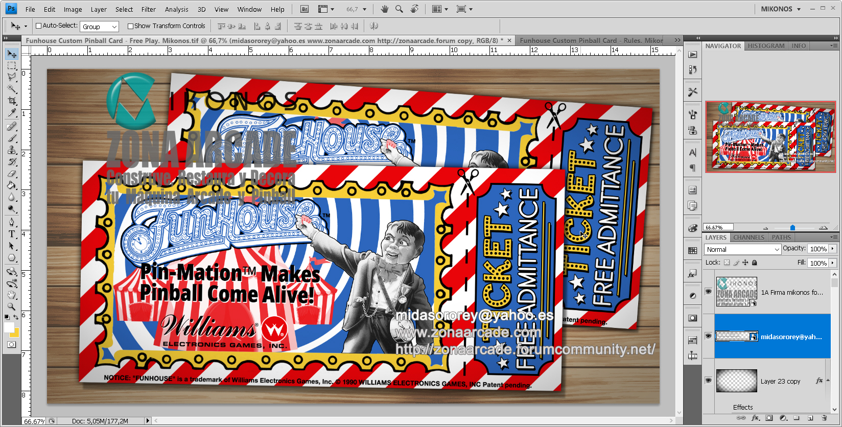 "FunHouse Custom Pinball Card" (WILLIAMS). Designed by Zona Arcade ...