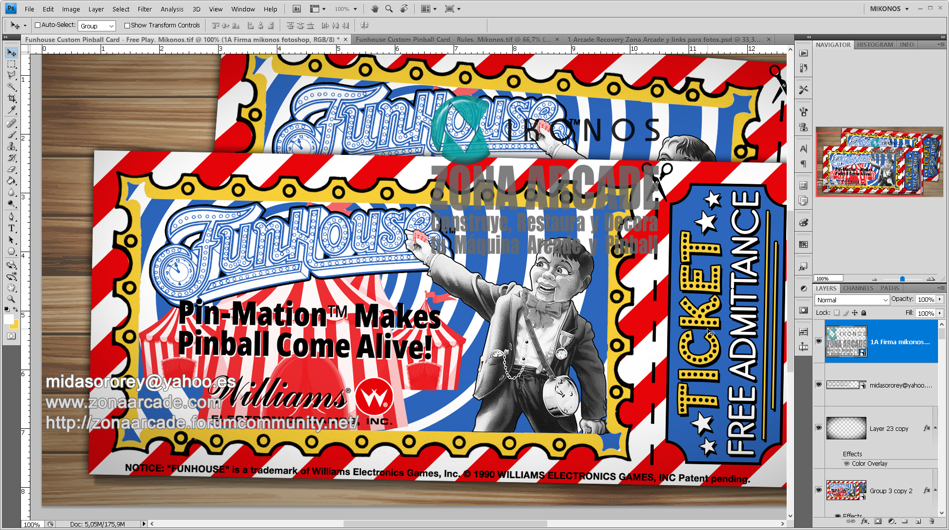 "FunHouse Custom Pinball Card" (WILLIAMS). Designed by Zona Arcade ...