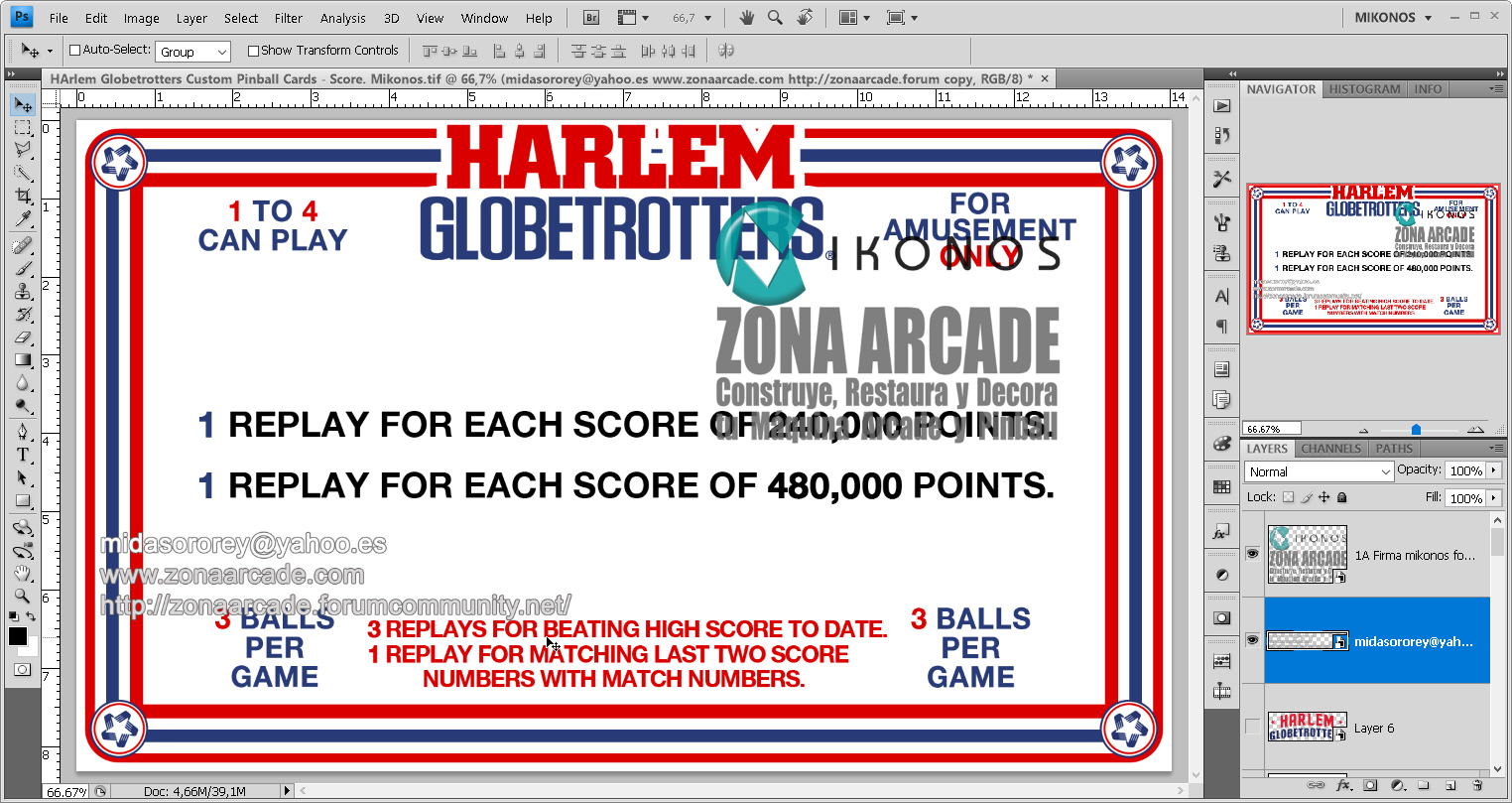 "Harlem Globetrotters Custom Pinball Cards" (BALLY). Designed by Zona ...