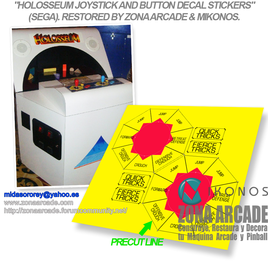 "HOLOSSEUM JOYSTICK AND BUTTON DECAL STICKERS" (SEGA) for Control Panel ...