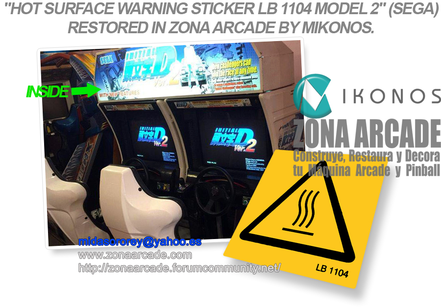 "HOT SURFACE WARNING STICKER LB1104 - TYPE 2" (SEGA) for Arcade ...