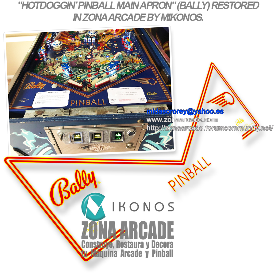"HOTDOGGIN' PINBALL APRONS" (BALLY) restored for portable silkscreen ...