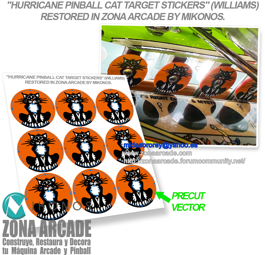 "HURRICANE PINBALL ROUNDED CAT TARGETS" (WILLIAMS) artworks files ...