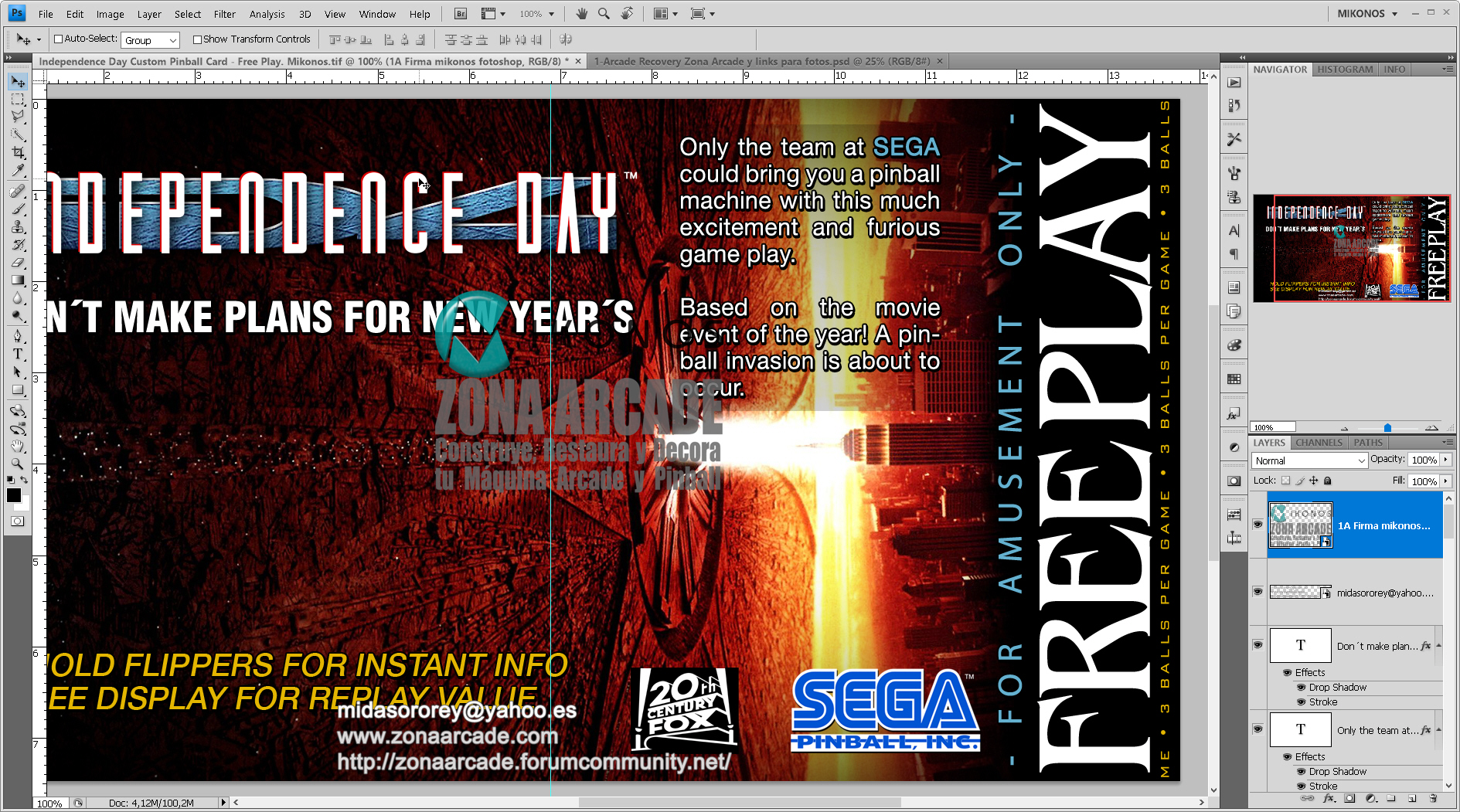 "Independence Day Custom Pinball Cards" (SEGA). Designed by Zona Arcade ...
