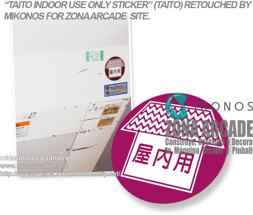 "INDOOR USE ONLY TAITO STICKER" (TAITO) for vewlix and other arcade ...