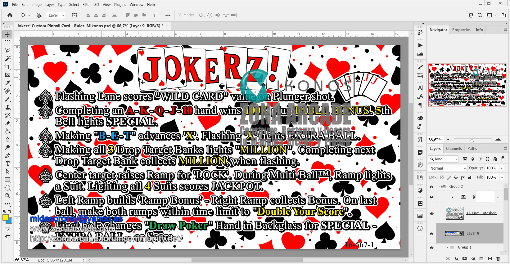 "Jokerz! Pinball Custom Cards" (WILLIAMS). Designed by Zona Arcade and Mikonos