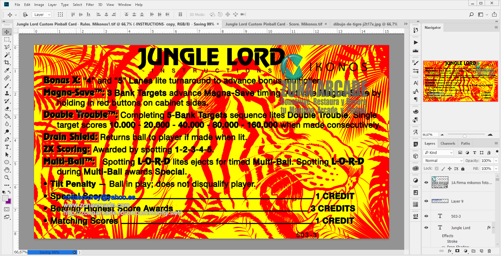 "Jungle Lord Custom Pinball Cards" (WILLIAMS). Designed by Zona Arcade ...