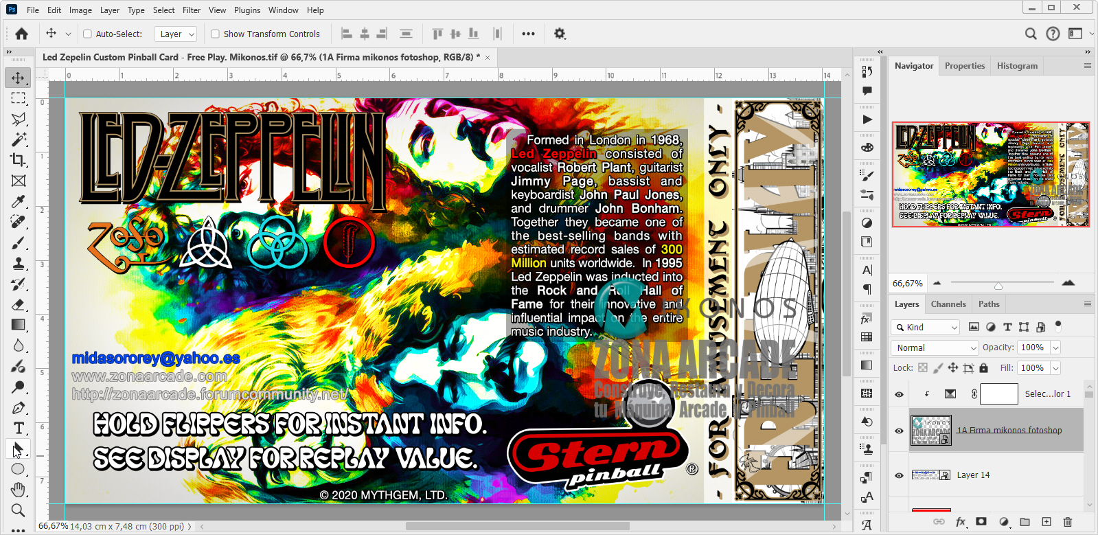 "Led Zeppelin Custom Pinball Cards" (STERN). Designed by Zona Arcade ...