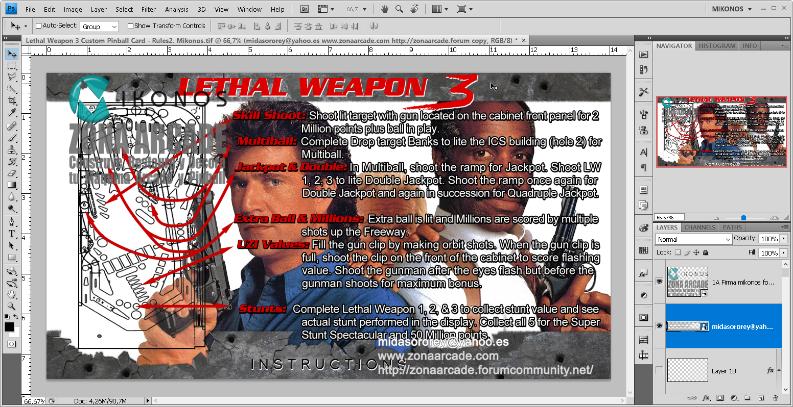 "Lethal Weapon 3 Custom Pinball Cards" (DATA EAST). Designed by Zona ...