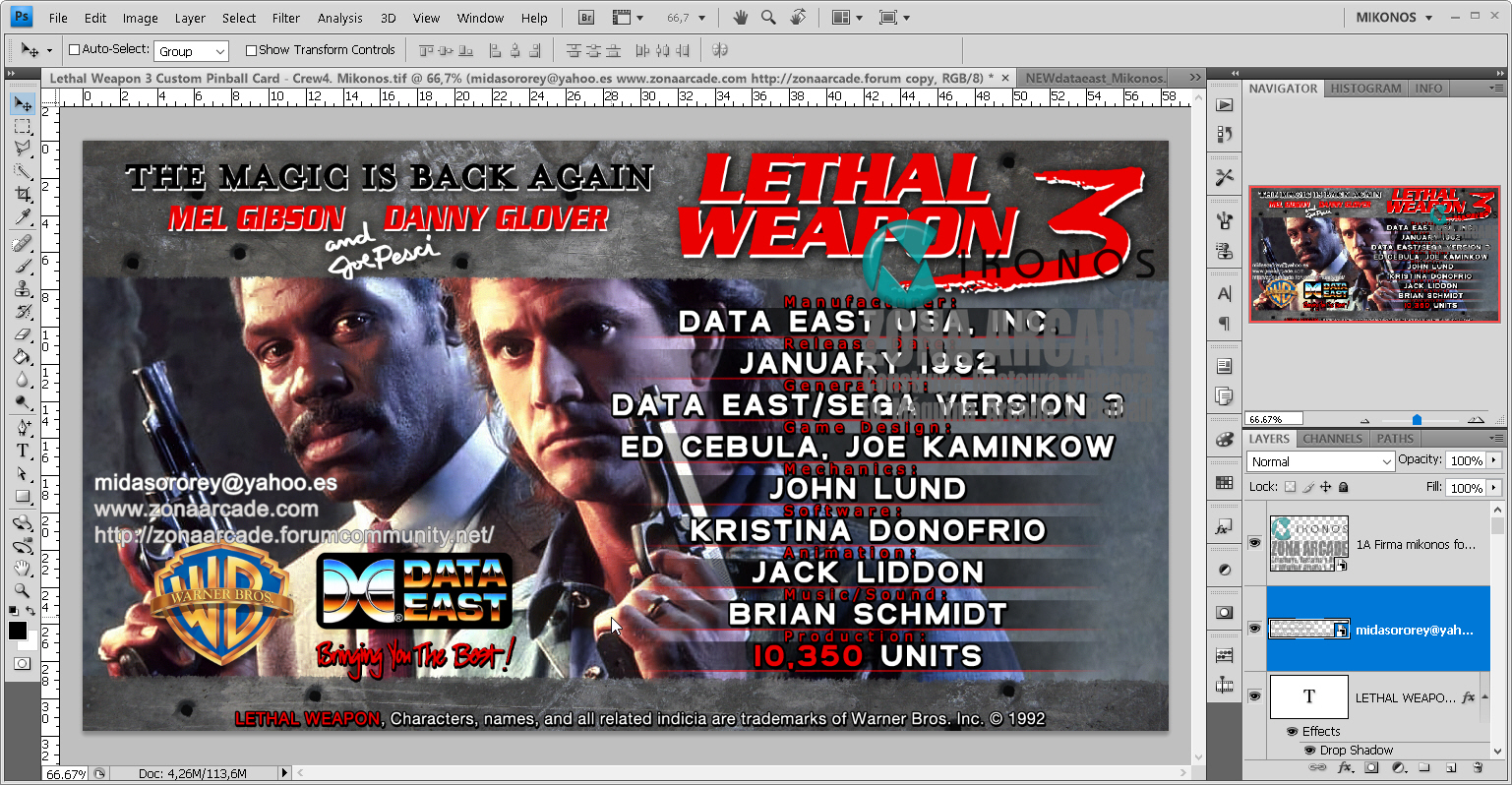 "Lethal Weapon 3 Custom Pinball Cards" (DATA EAST). Designed by Zona ...