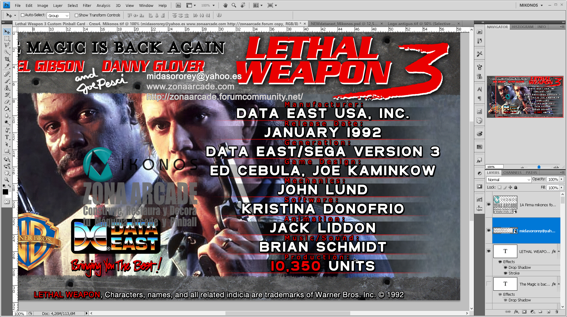 "Lethal Weapon 3 Custom Pinball Cards" (DATA EAST). Designed by Zona ...