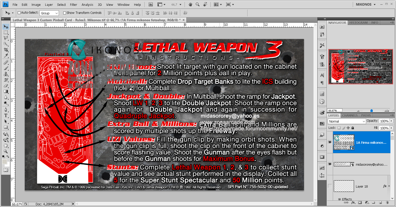 "Lethal Weapon 3 Custom Pinball Cards" (DATA EAST). Designed by Zona ...