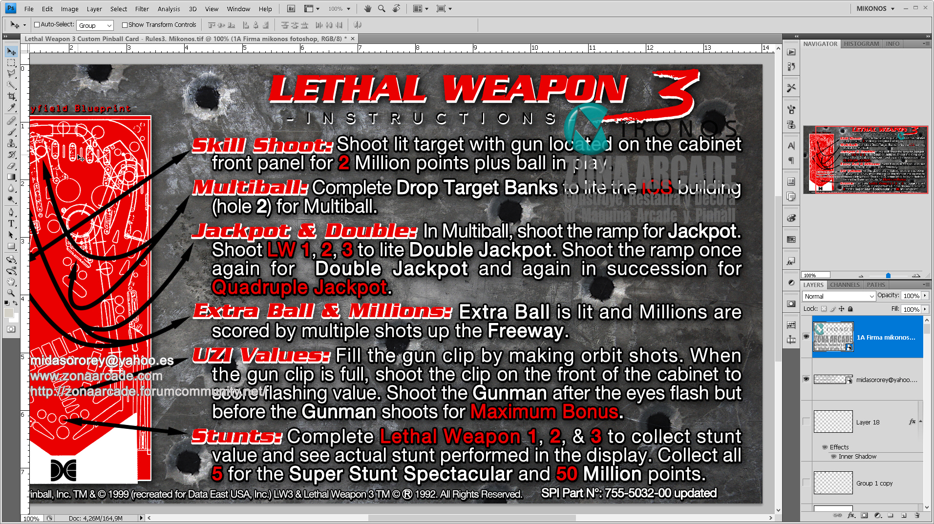 "Lethal Weapon 3 Custom Pinball Cards" (DATA EAST). Designed by Zona ...