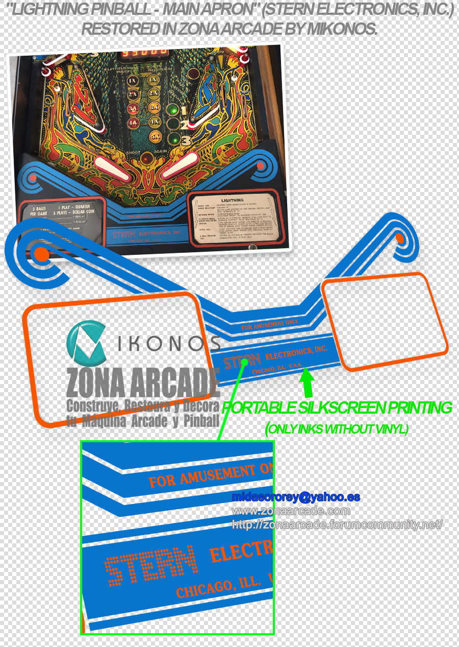 "LIGHTNING PINBALL APRONS" (STERN ELECTRONICS, INC.) artwork files ...