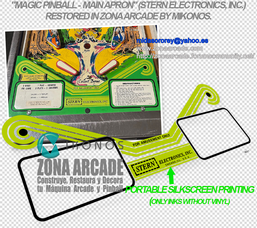 "MAGIC PINBALL APRONS 14B 3-1" (STERN ELECTRONICS, INC.) artwork files ...
