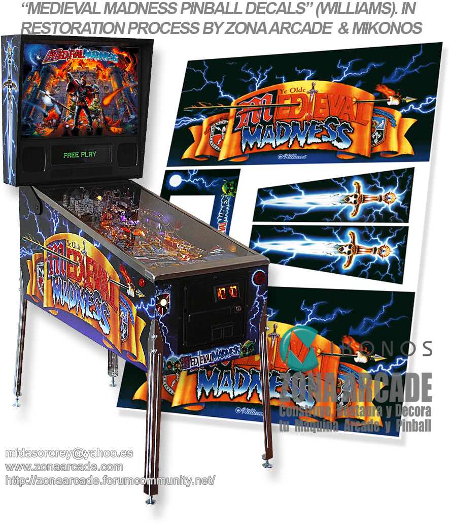 Tenemos los " MEDIEVAL MADNESS PINBALL DECALS" (WILLIAMS) para su ...
