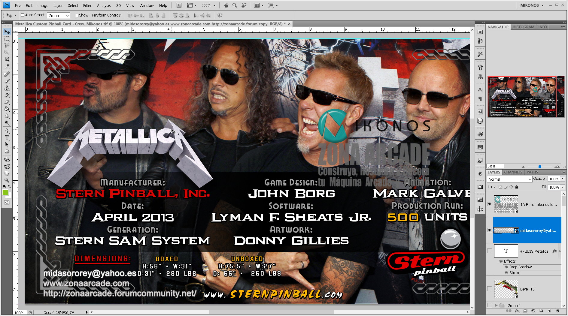 "Metallica Custom Pinball Cards" (STERN). Designed by Zona Arcade and ...