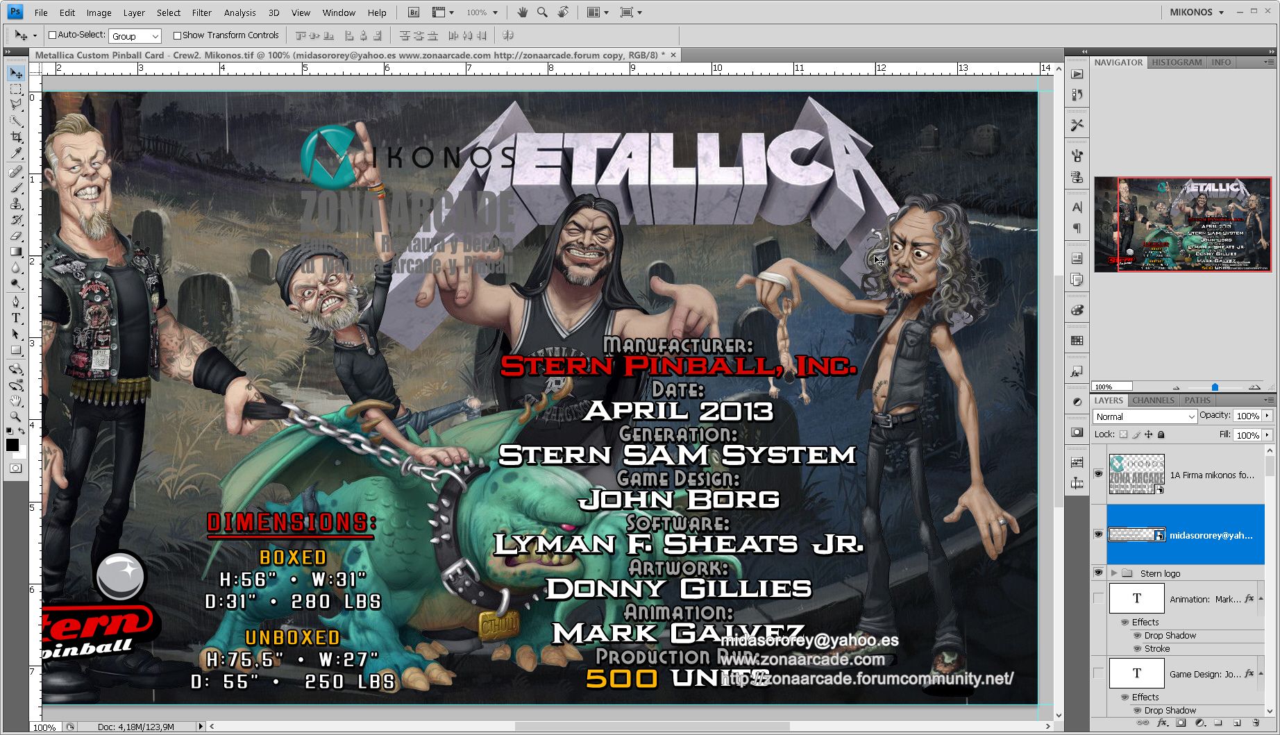 "Metallica Custom Pinball Cards" (STERN). Designed by Zona Arcade and ...