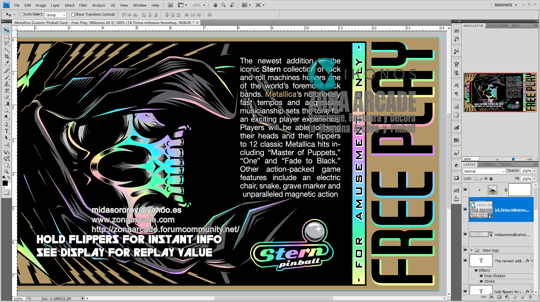 "Metallica Custom Pinball Cards" (STERN). Designed by Zona Arcade and ...