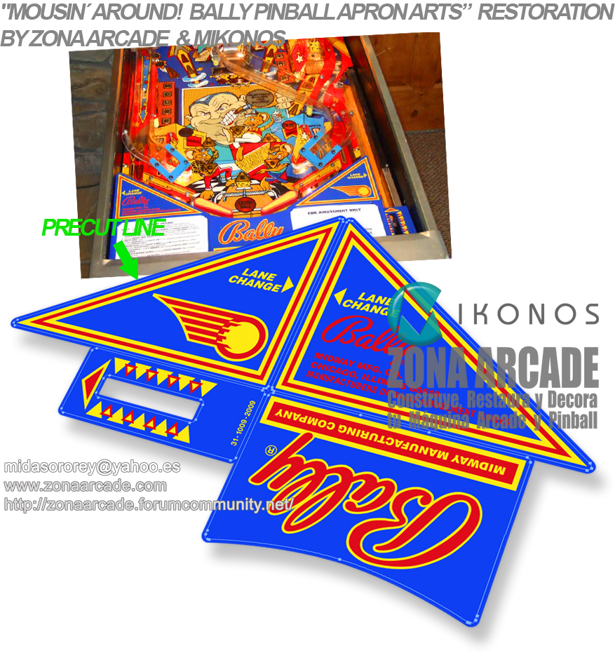 "MOUSIN´AROUND! COMPLETE PINBALL APRON ART SET” (BALLY). Restoration by ...