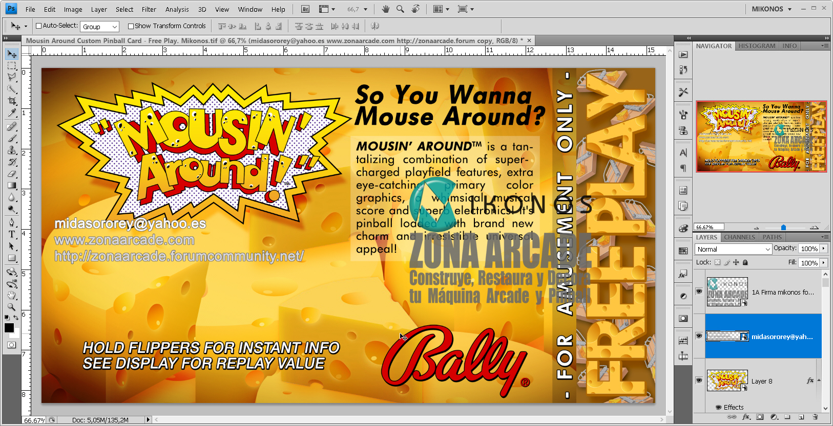 "Mousin´ Around Pinball Cards Customized" (BALLY). Designed by Zona ...