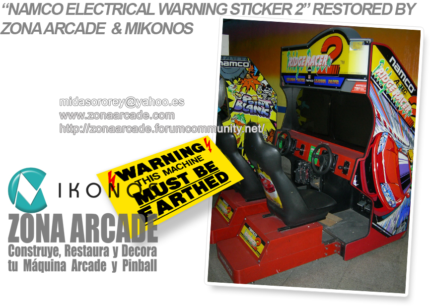 "NAMCO ELECTRICAL WARNING STICKER 2 FOR ARCADE CABINETS". Restored by ...