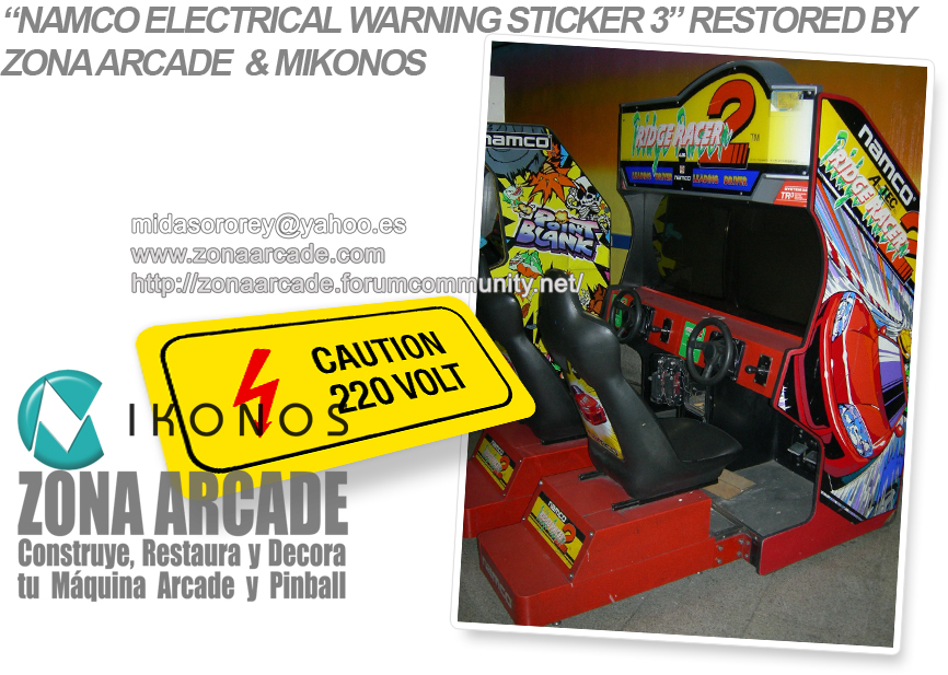 "NAMCO ELECTRICAL WARNING - CAUTION 220 VOLT" (NAMCO) for arcade ...