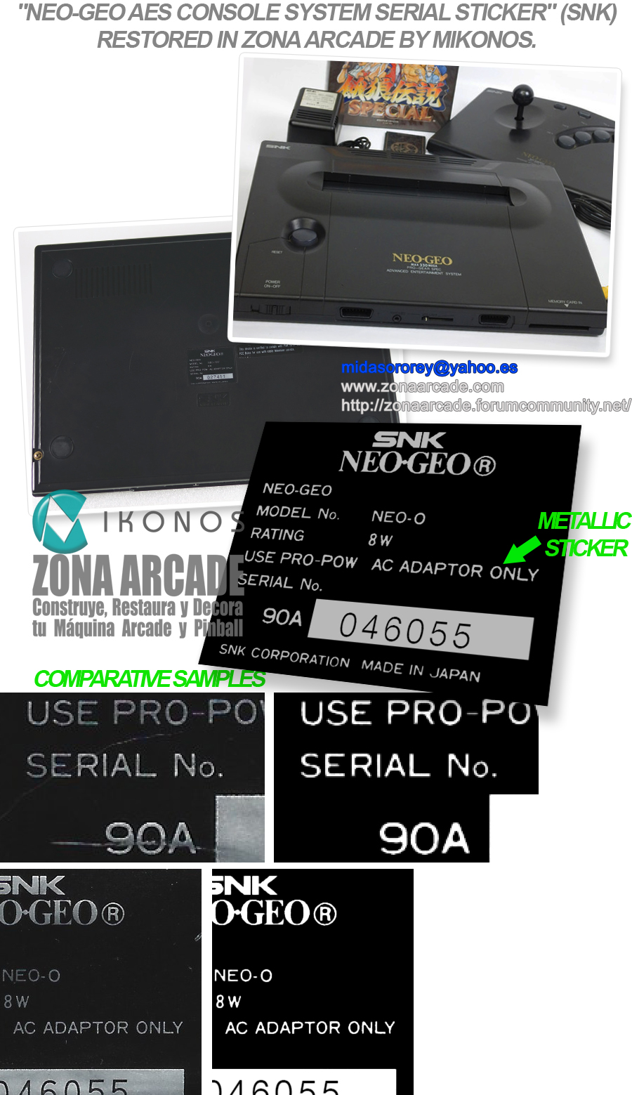 "NEO-GEO AES CONSOLE SYSTEM SERIAL STICKER" (SNK) scanned file at 300 ...