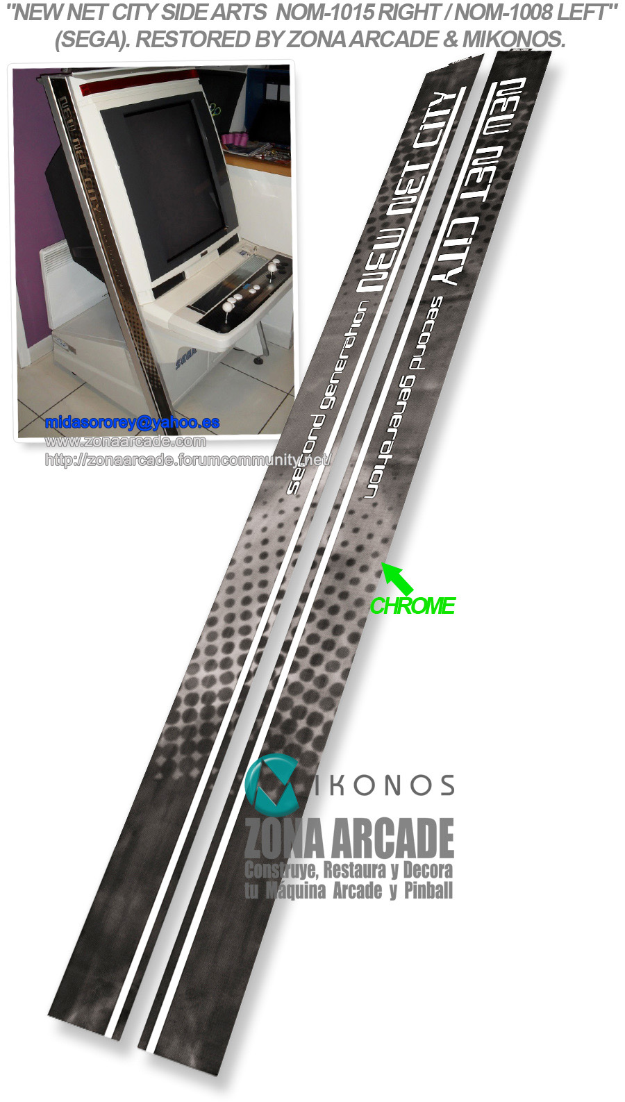 "NEW NET CITY" (SEGA) Arcade Cabinet. Complete Artwork Set, Big Decals ...