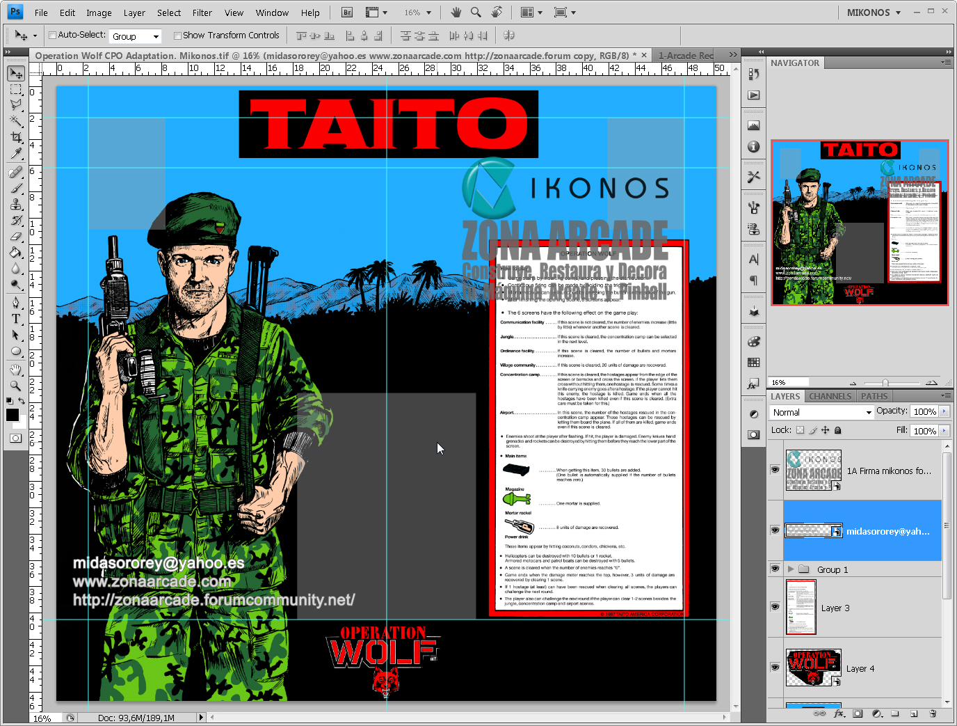 "Operation Wolf Control Panel Overlay" convertion for EUR Cabinet for ...