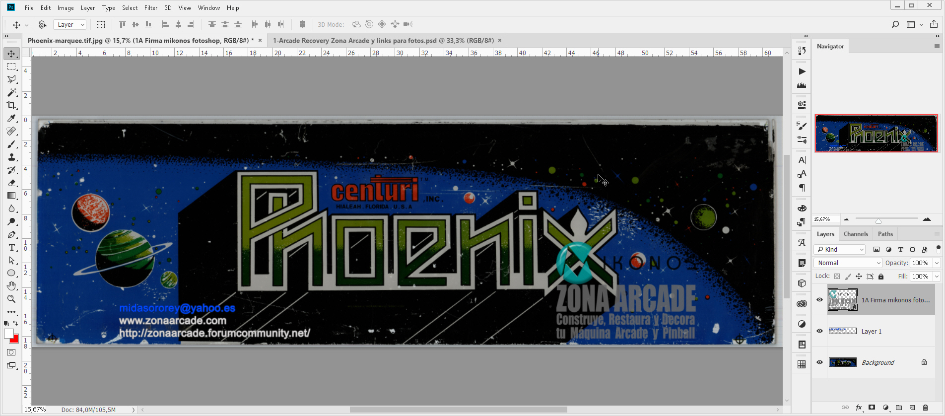 "PHOENIX MARQUEE" (CENTURI) scanned arcade artwork file in restoration ...