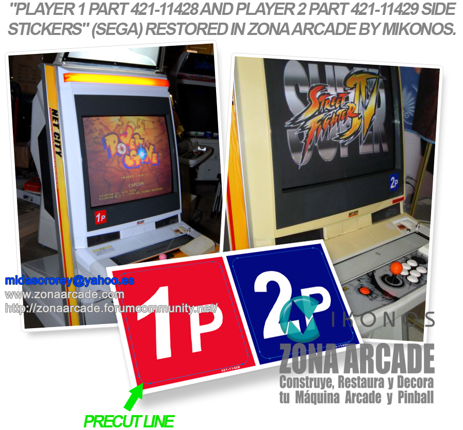 "PLAYER 1 STICKER 1 PART 421-11428 AND PLAYER 1 STICKER PART 421-11429 ...
