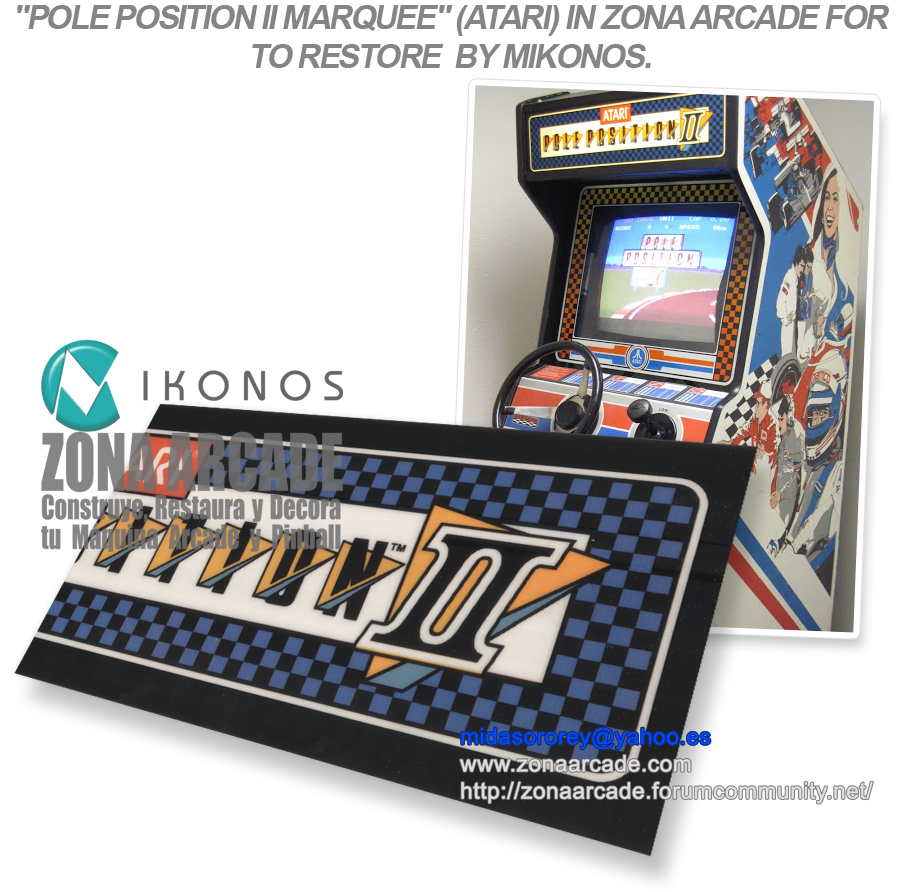 "POLE POSITION II MARQUEE" (ATARI) arcade artwork file in Zona Arcade