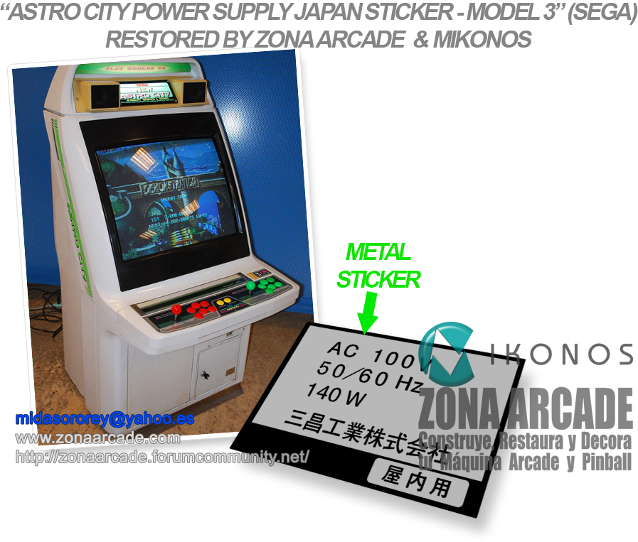"(NEW) ASTRO CITY CABINET" (SEGA) All Arcade Artwork Decals and Small Stickers in Zona Arcade ...