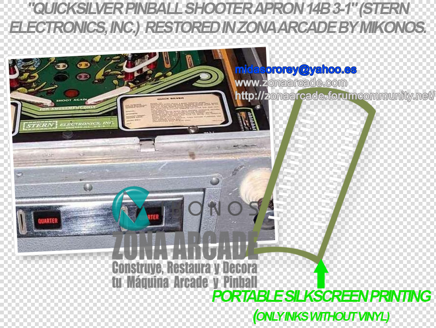 "QUICKSILVER PINBALL APRONS 14B 3-1" (STERN ELECTRONICS, INC.) scan ...