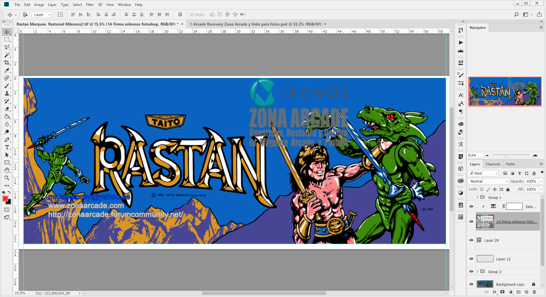 "RASTAN MARQUEE" (TAITO) uncropped arcade artwork file restored in Zona ...