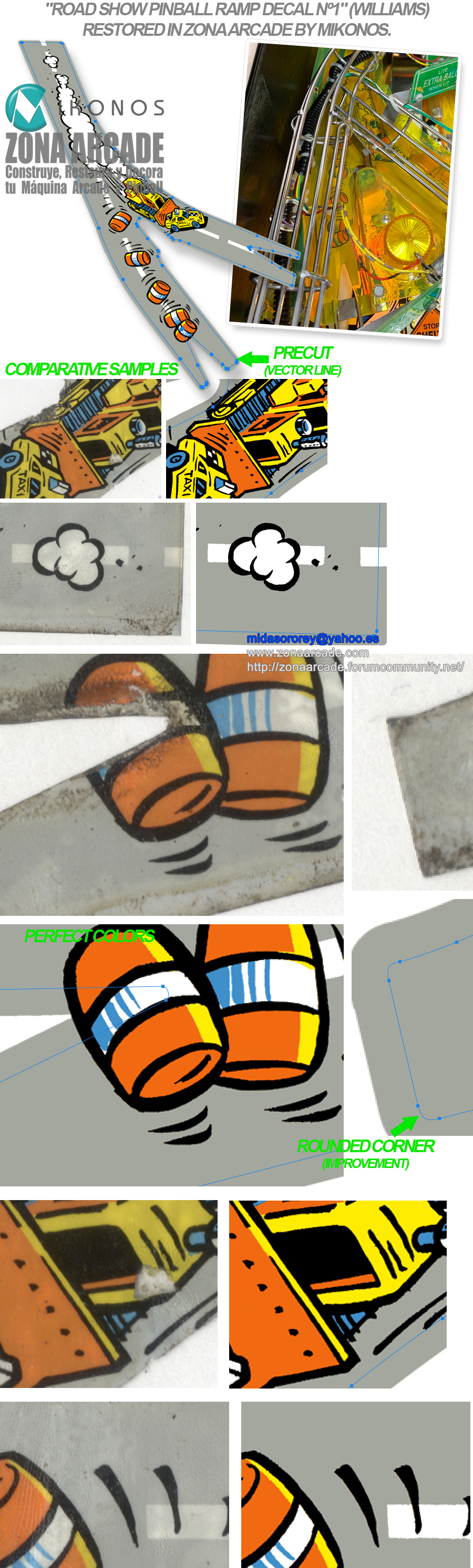 "ROAD SHOW PINBALL ALL RAMP DECAL STICKERS" (WILLIAMS) artwork files ...