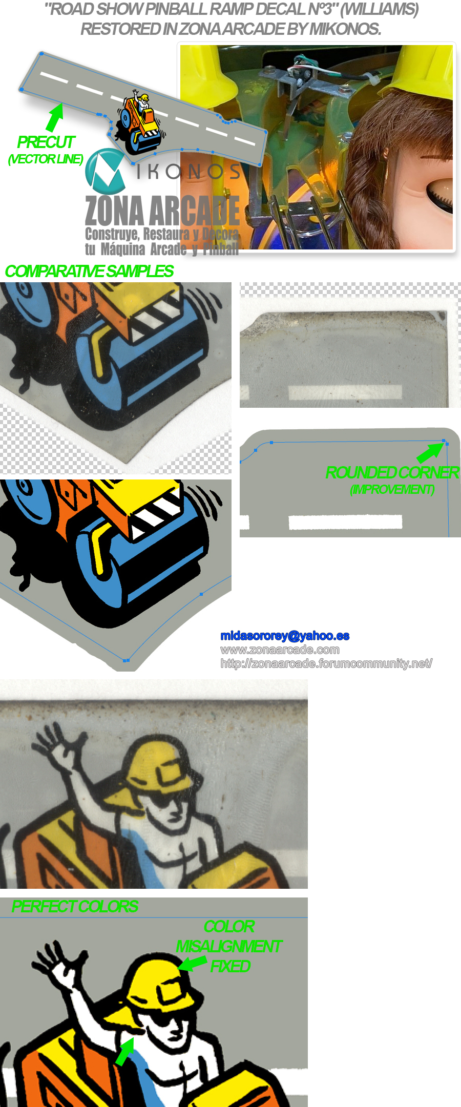 "ROAD SHOW PINBALL ALL RAMP DECAL STICKERS" (WILLIAMS) artwork files ...