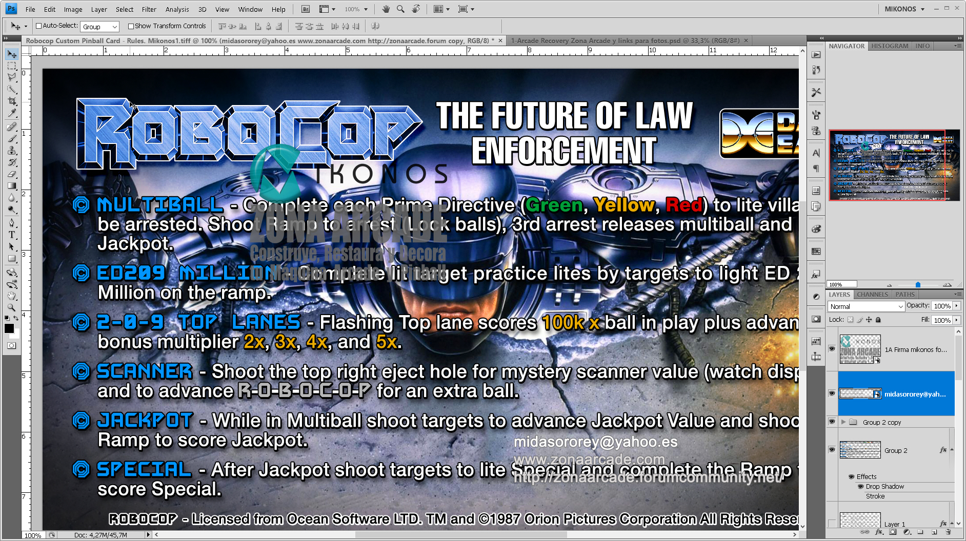 "Robocop Custom Pinball Cards" (DATA EAST). Designed by Zona Arcade ...