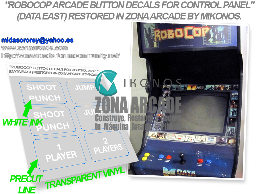 "ROBOCOP BUTTON DECAL STICKERS FOR CONTROL PANEL" (DATA EAST) arcade ...