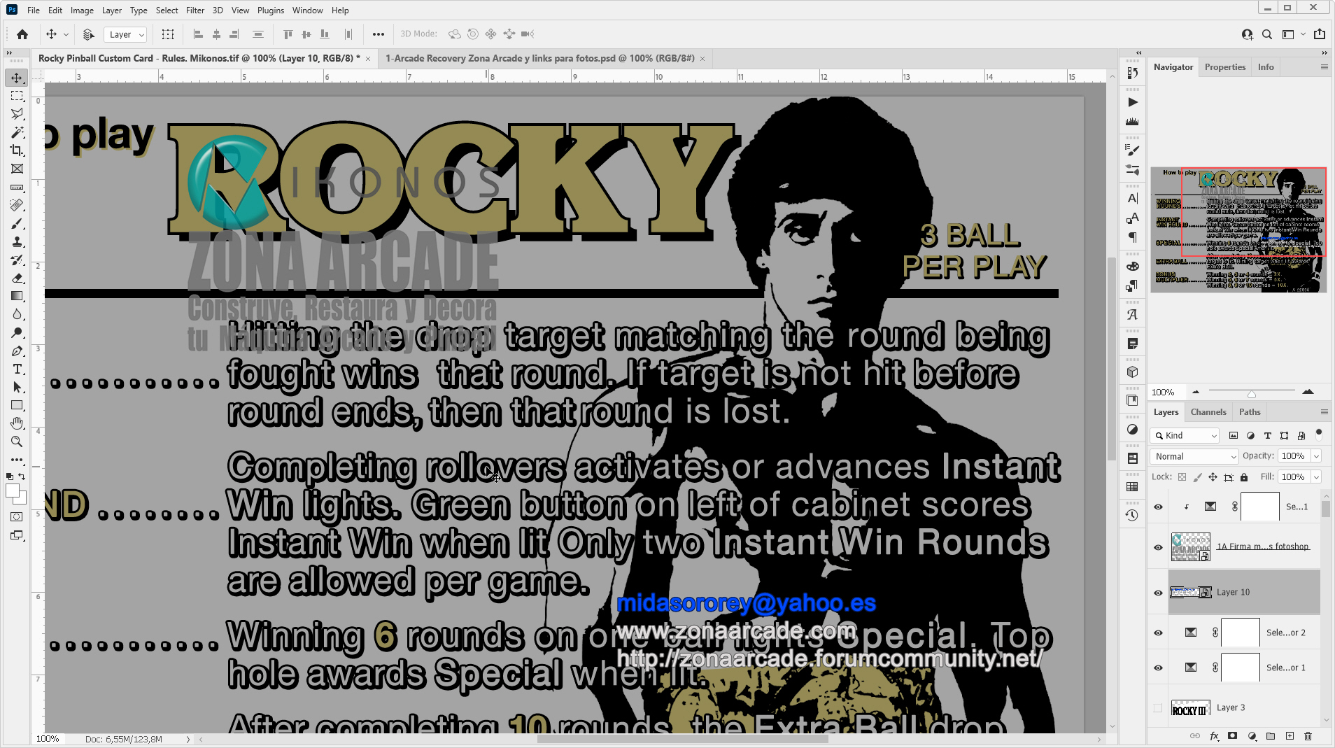 "Rocky Pinball Custom Cards" (GOTTLIEB). Designed by Zona Arcade and ...