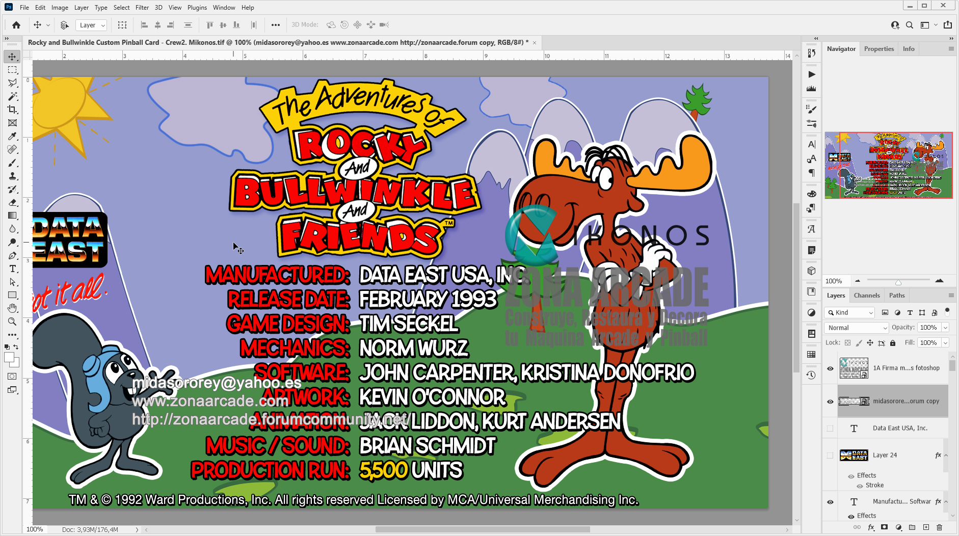"Rocky and Bullwinkle Custom Pinball Cards" (Data East). Designed by ...