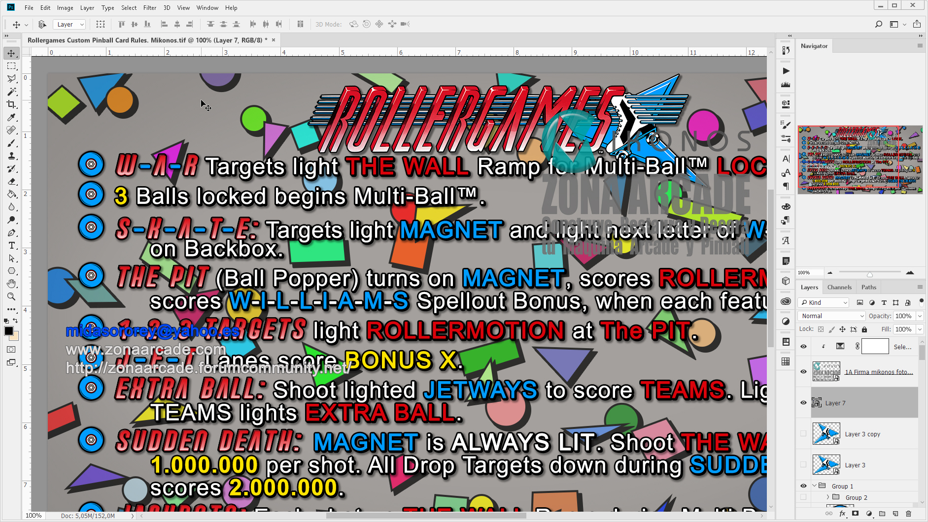 "Rollergames Pinball Custom Cards" (WILLIAMS). Designed by Zona Arcade ...