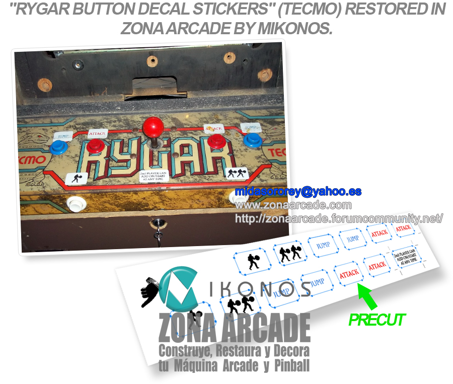 "RYGAR BUTTON DECAL STICKERS" (TECMO) arcade artwork files restored by ...