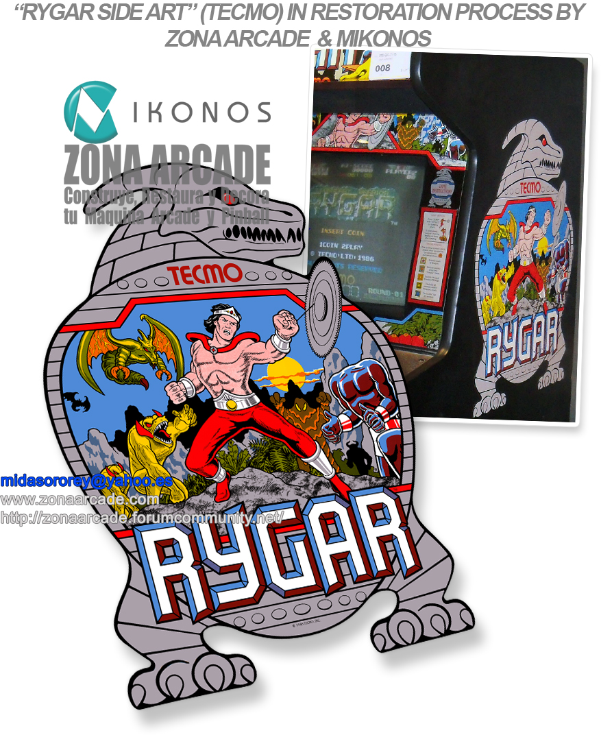 BOMBAZO: "RYGAR SIDE ART" (TECMO) arcade artwork file in por Zona Arcade