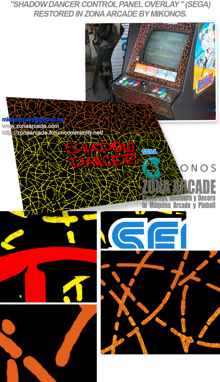 "SHADOW DANCER CONTROL PANEL OVERLAY / CPO" (SEGA) arcade artwork ...